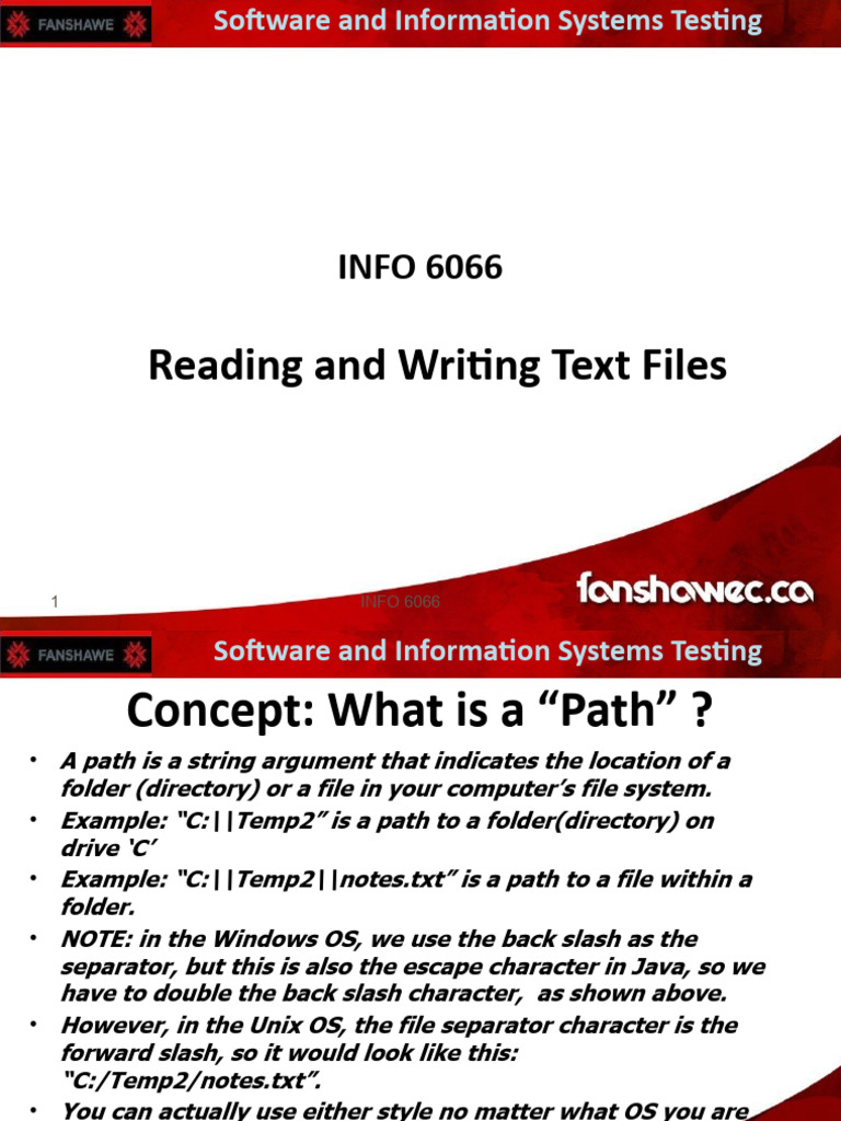 INFO 6066 - I0 Reading Files and Writing To Files | PDF | Computer File | Directory (Computing)