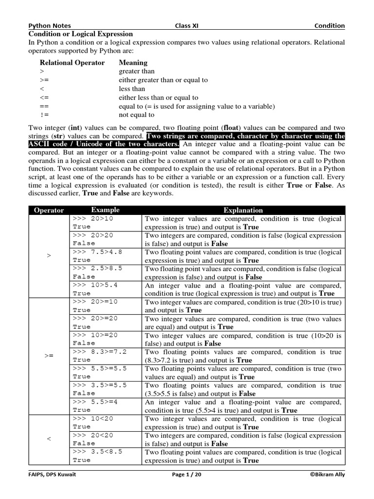 Python Condition Pdf Boolean Data Type Control Flow