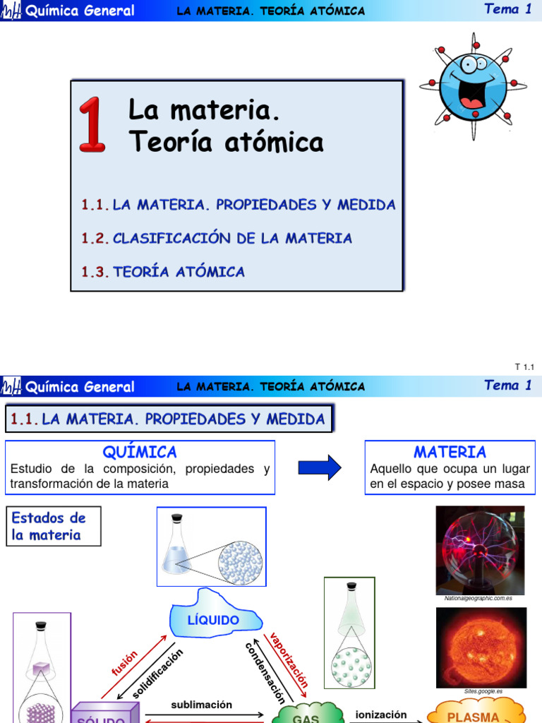 Tema 1. La Materia. Teoria Atomica | PDF | Electrón | Átomos