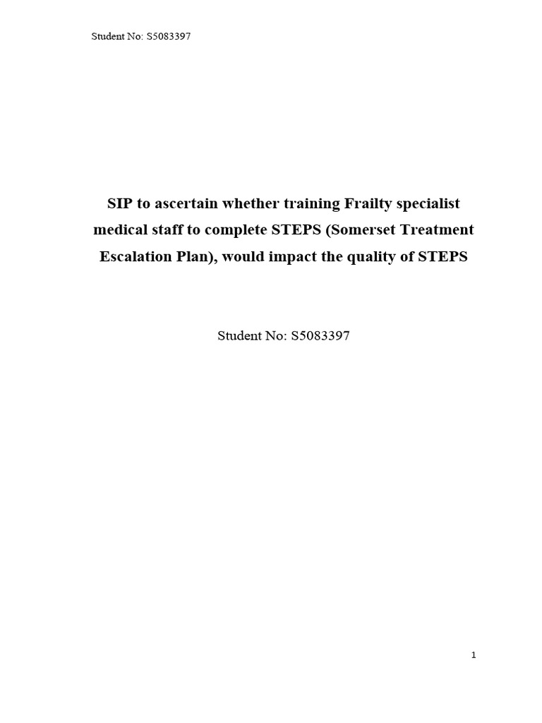 Frailty Staff Training Impact Study | PDF | End Of Life Care ...