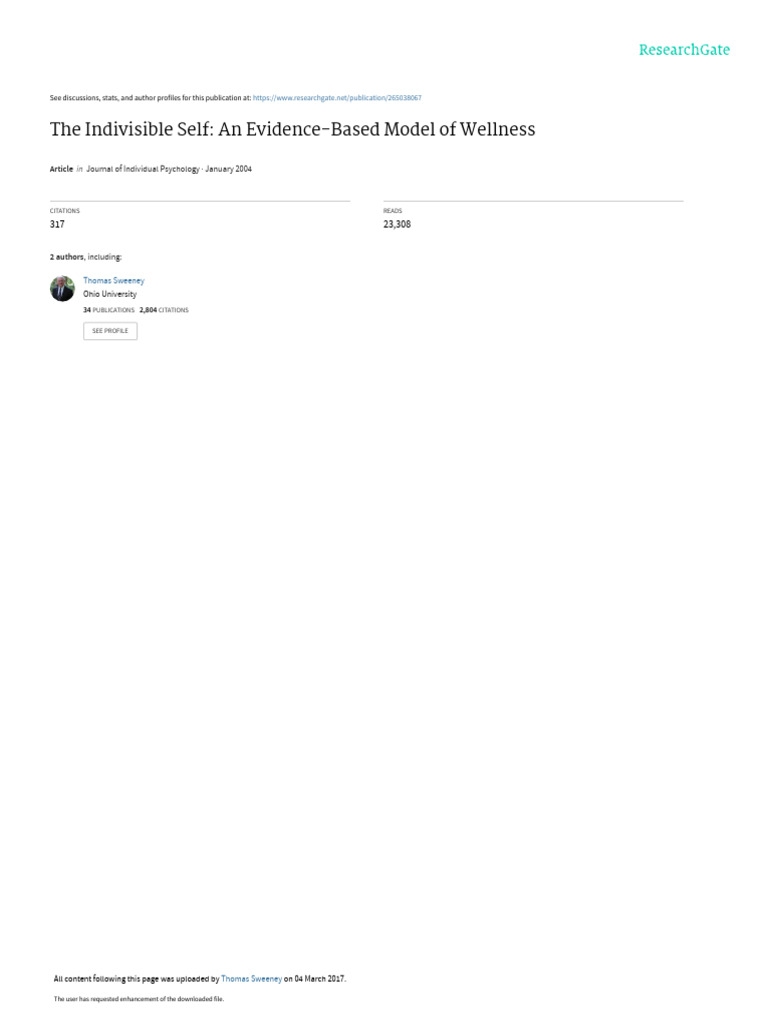 The Indivisible Self An Evidence-Based Model of We | PDF | Psychology ...