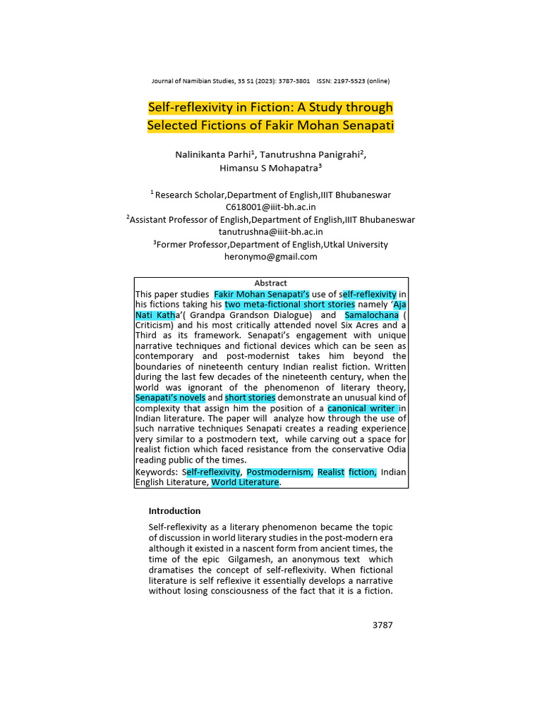 Self-Reflexivity in Fiction | PDF | Novels | Narration