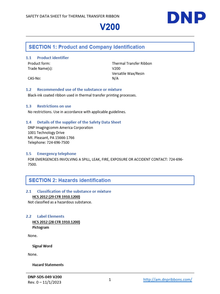 DNP SDS 049 Rev 0 V200 | PDF | Toxicity | Occupational Safety And Health
