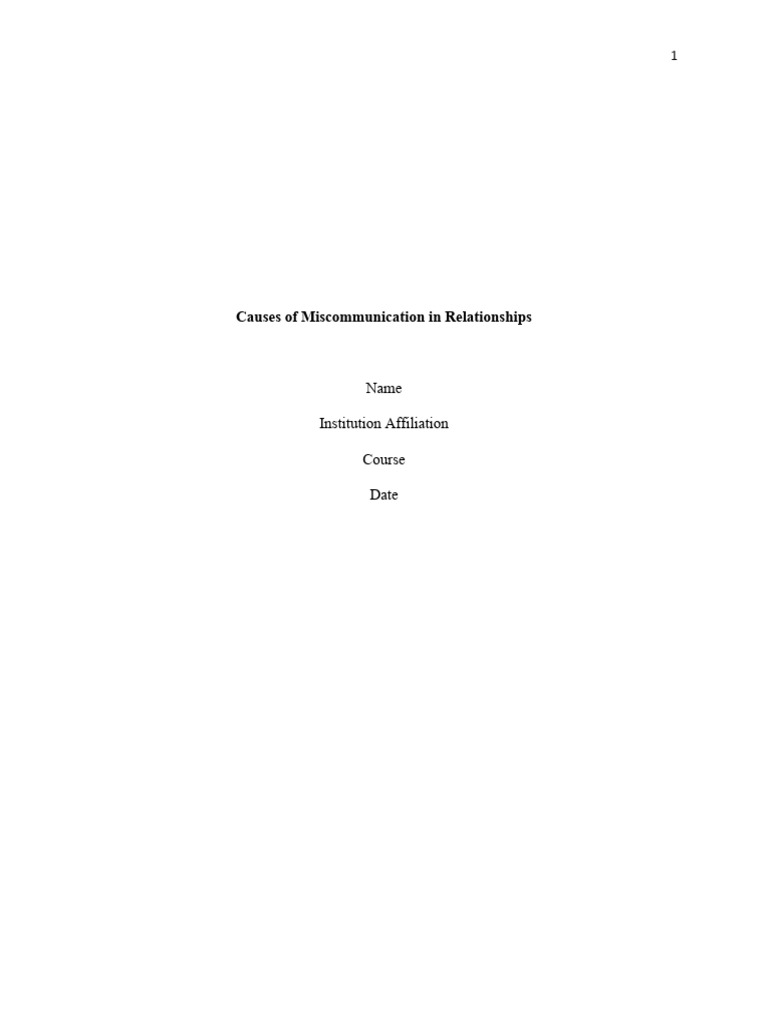 Effects of Miscommunication in Relationships | PDF | Communication ...