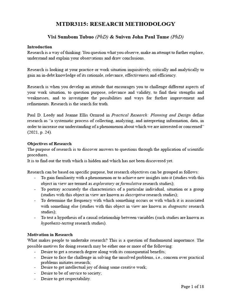 Research Methodology | PDF | Level Of Measurement | Hypothesis