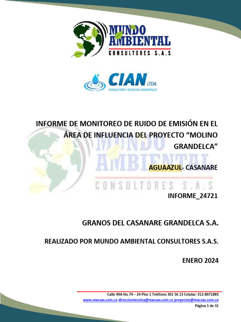 INF - 24721 - RE - GRANDELCA (Para Ajustes) | PDF | ruido | Decibel