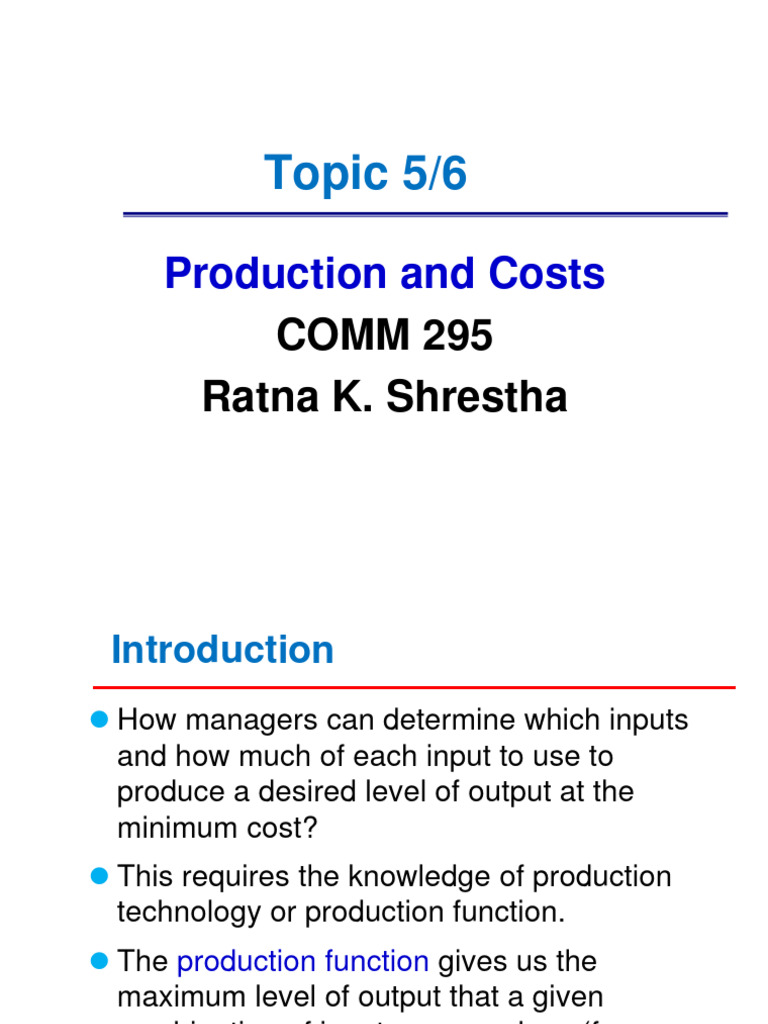 Topic 5 6 Production Costs | PDF | Production Function | Economics
