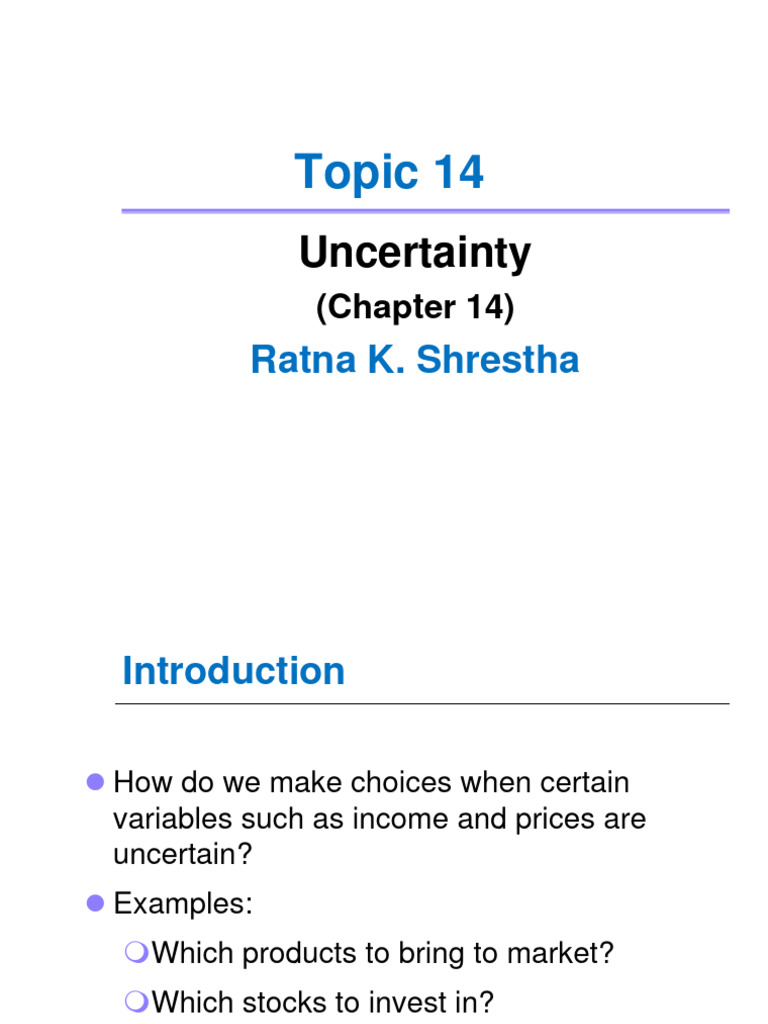 Topic 14 Uncertainty P | PDF | Risk Aversion | Insurance