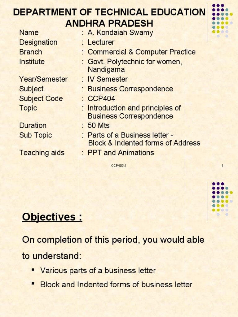 Business Letter Structure and Formats | PDF | Human Communication ...