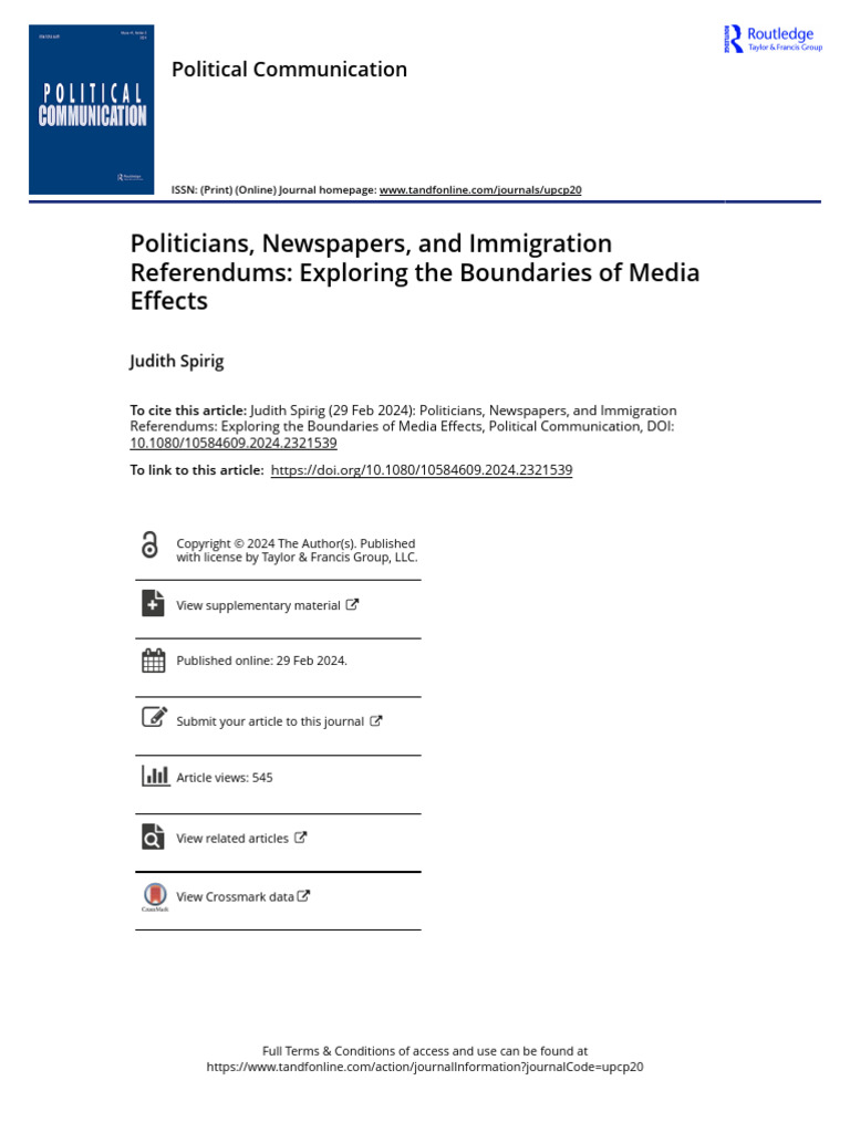 Politicians Newspapers and Immigration Referendums Exploring The ...