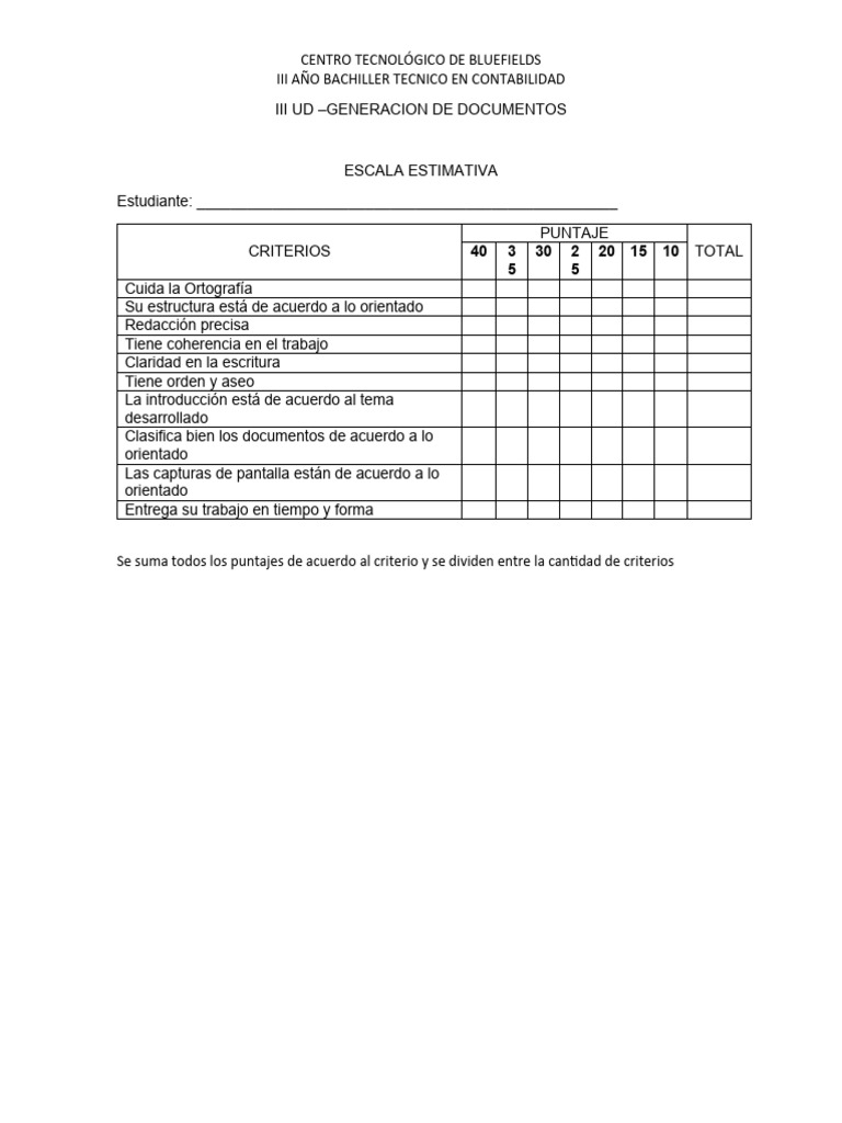 Escala Estimativa Album Iii Ud A3 | PDF | Crecimiento personal y ...