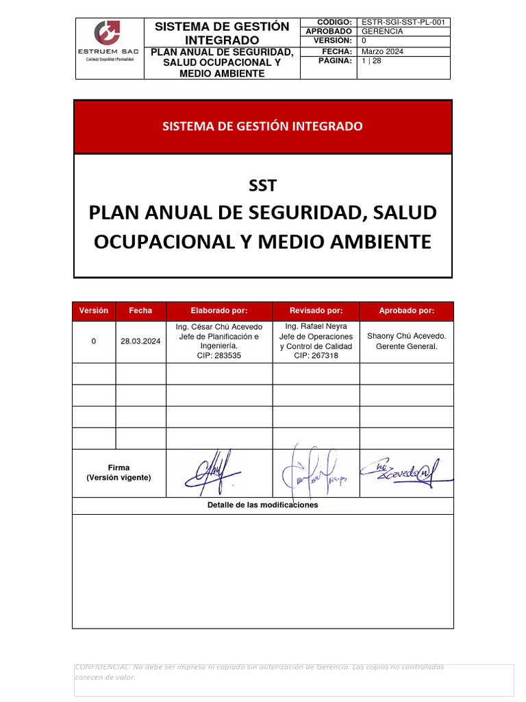 ESTR-SGI-SST-PL-001. Plan Anual de Seguridad y Salud en El Trabajo - Ver.00 | Descargar gratis ...