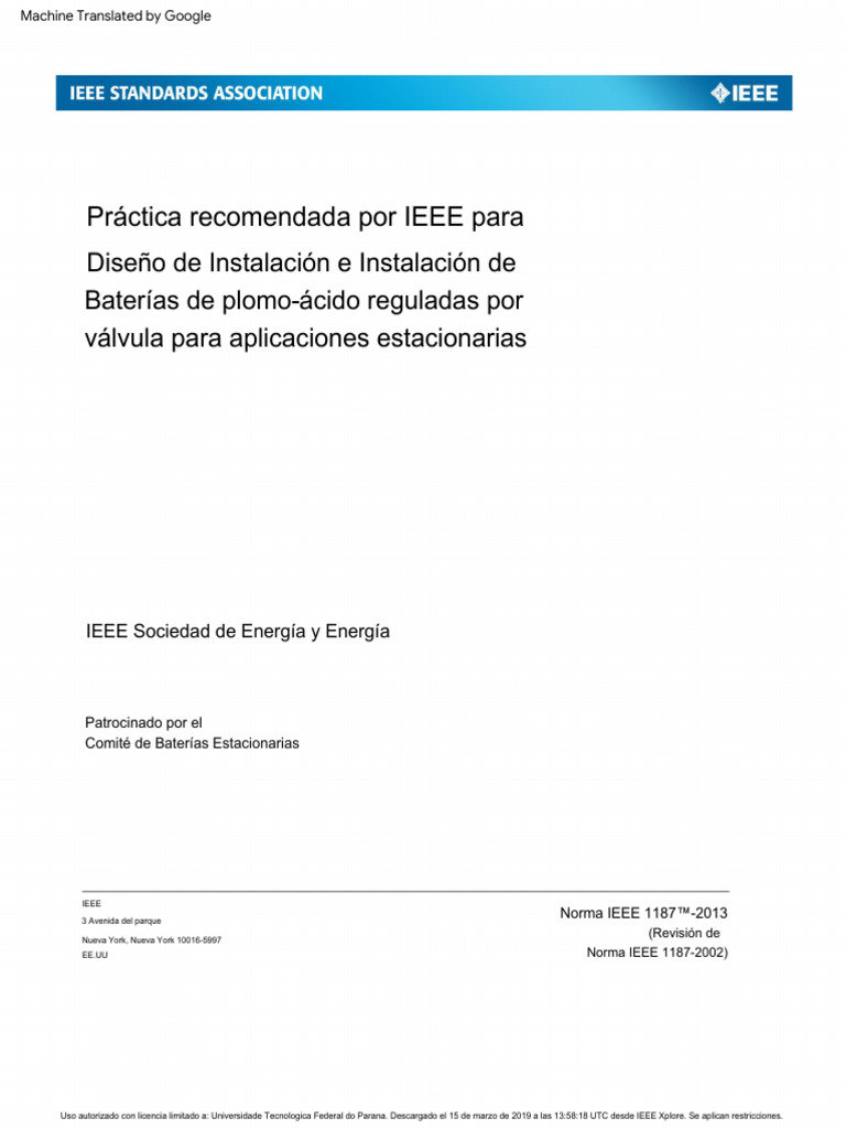 Ieee 1187 2013 Es | PDF | Instituto de Ingenieros Eléctricos y ...