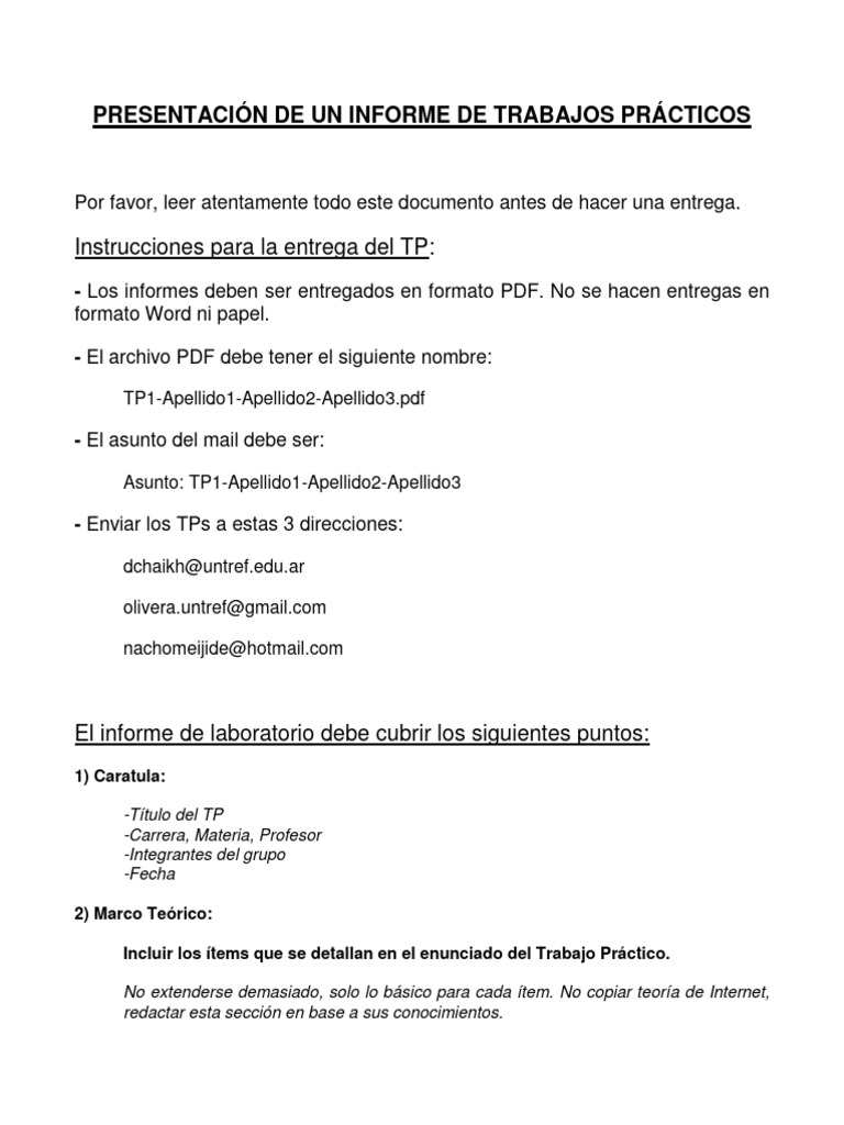 Formato para la presentación de un Informe de Trabajos Prácticos | PDF | Teoría | Medición