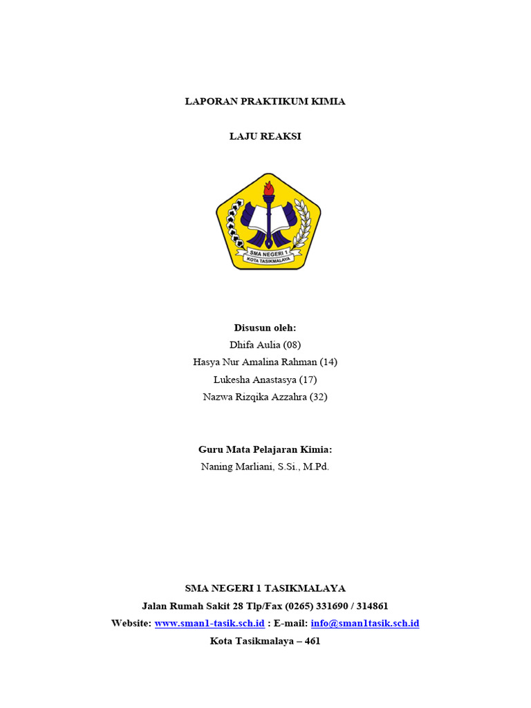 Laporan Praktikum Kimia Laju Reaksi | PDF