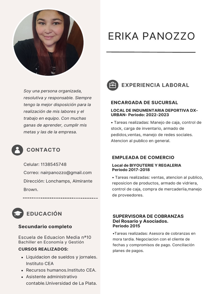 CV Erika Panozzo | PDF