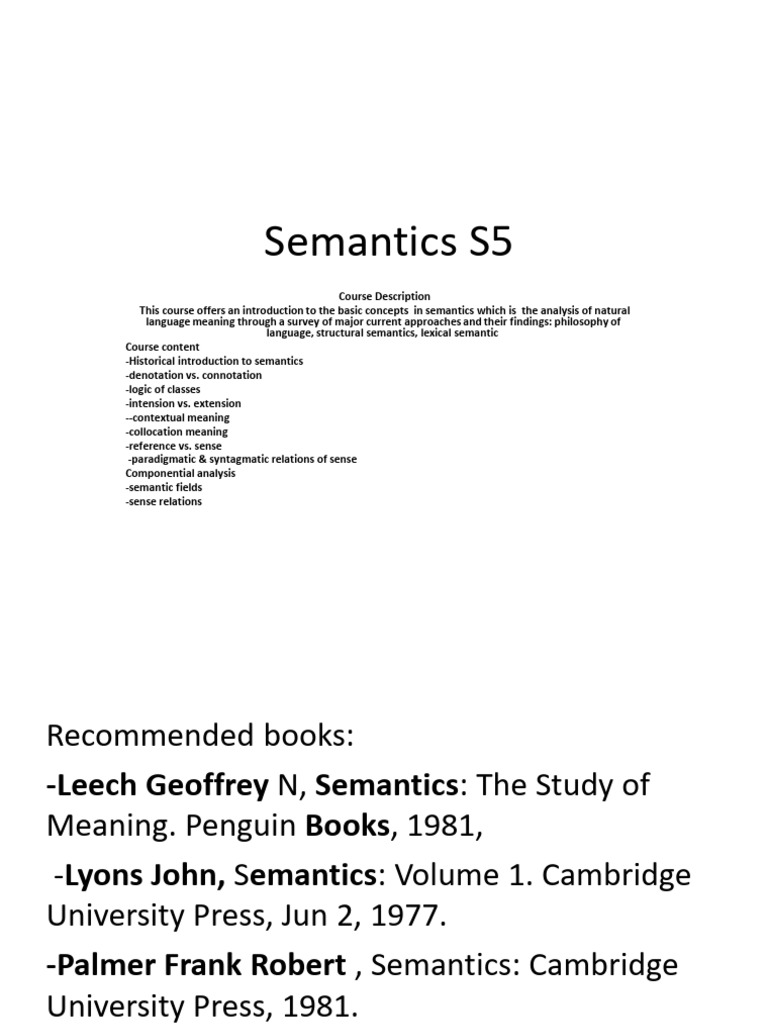 Introduction to Semantics Concepts | PDF | Semantics | Word