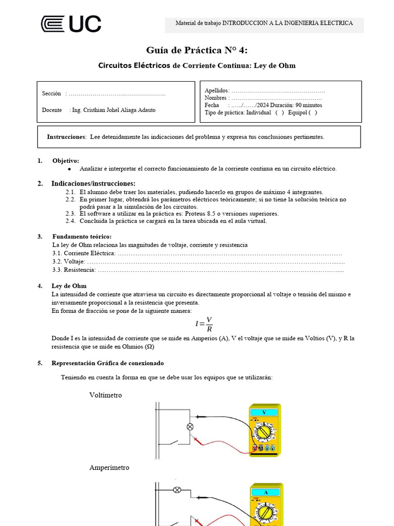 Ley de Ohm en Circuitos de CC | PDF | Resistencia Eléctrica y ...