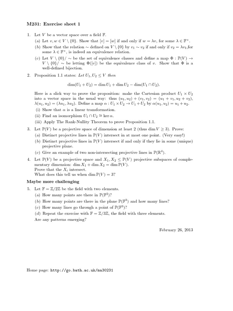 Burstall - Projective Geometry (Exercises) | PDF | Projective Geometry ...