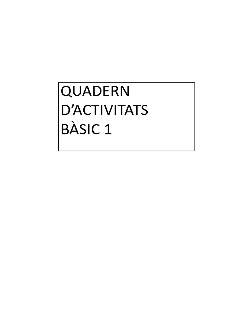 Quadern Activitats Bàsic 1 | PDF
