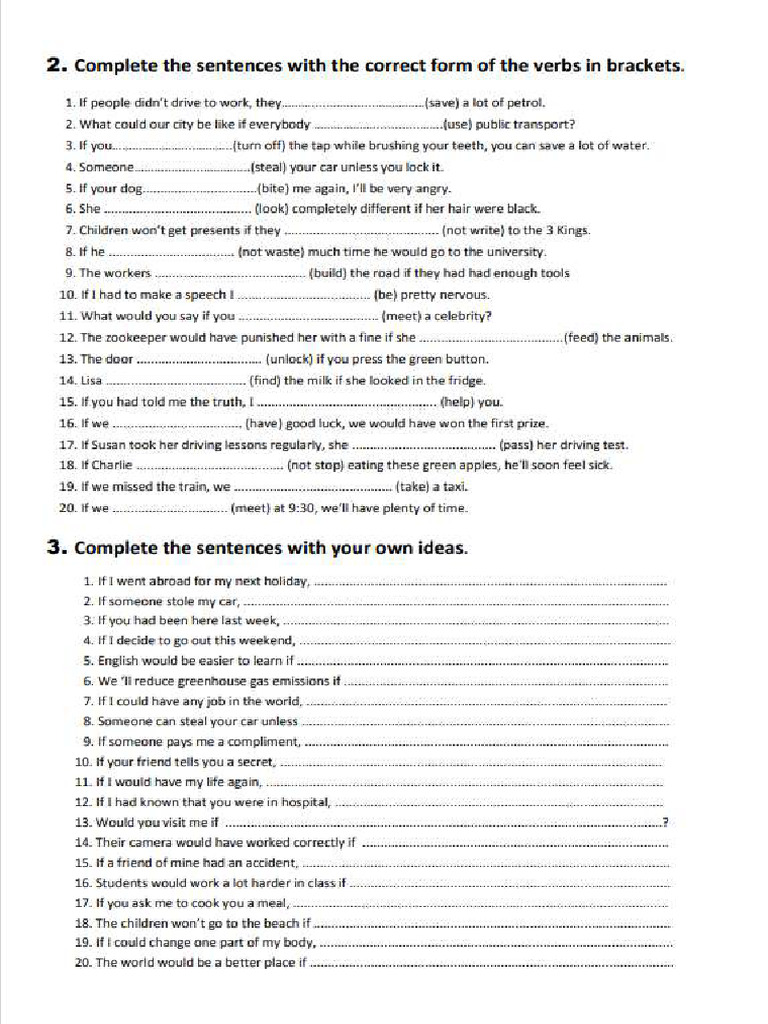 Conditional Exercises PDF Students | PDF