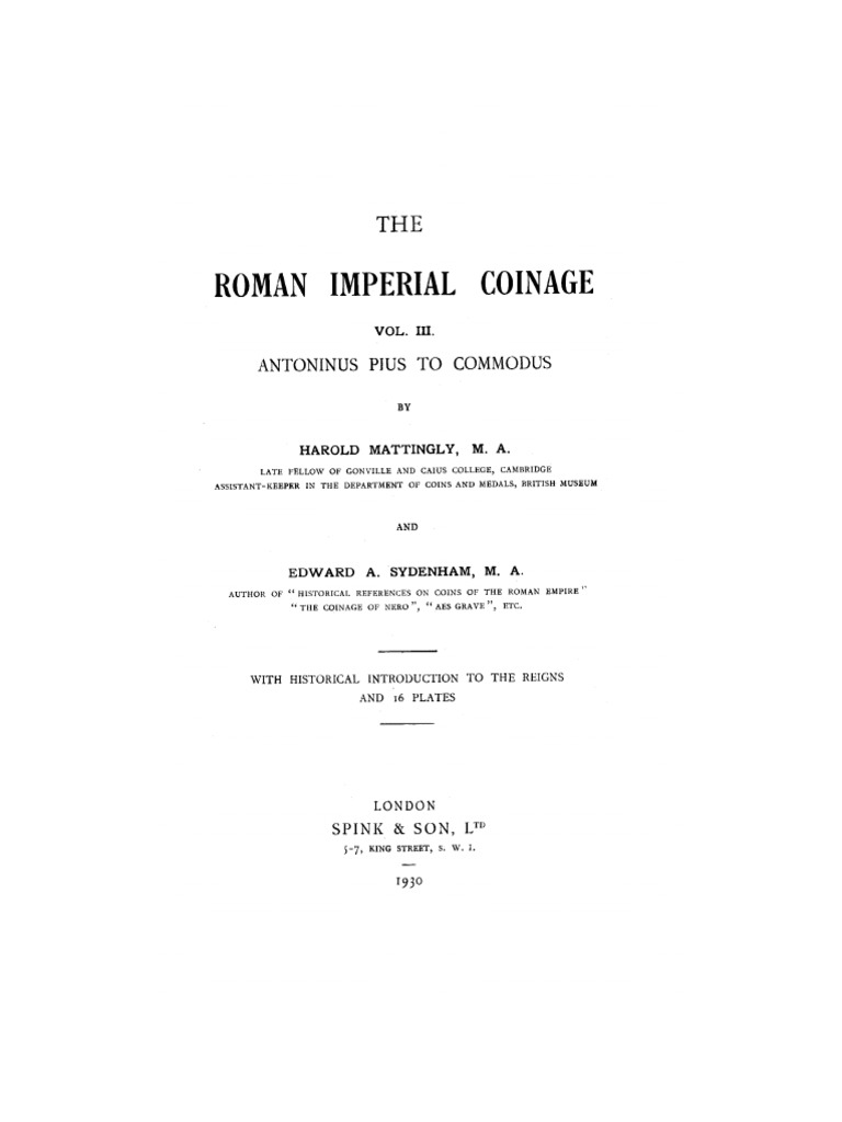 Roman Imperial Coinage Volume III | PDF | Ancient Rome | Numismatics