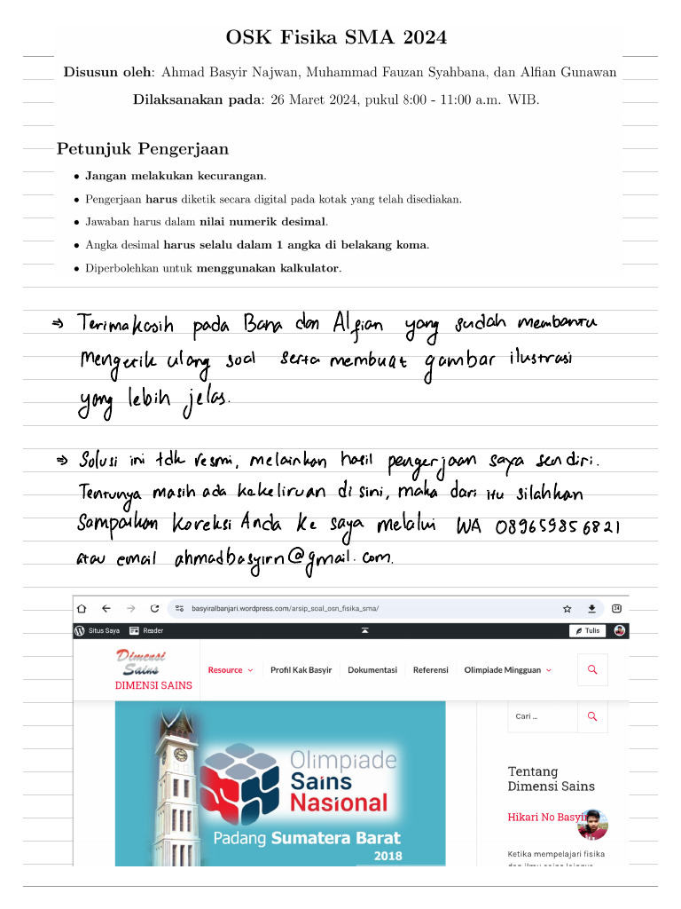 Solusi Osk Fisika Sma 2024 1 | PDF
