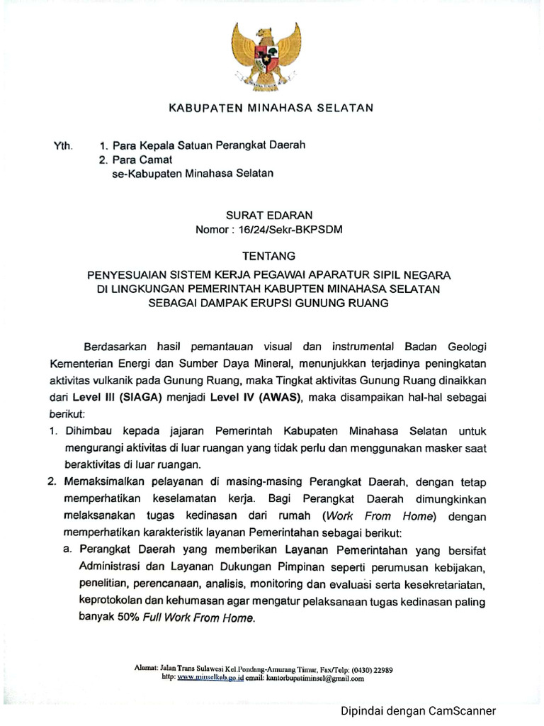 Surat Edaran tentang Penyesuaian Jam Kerja ASN | PDF