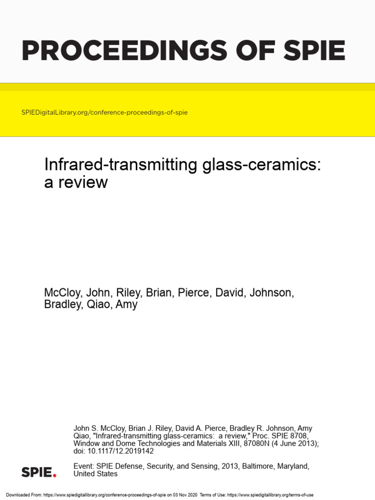 Infrared-Transmitting Glass-Ceramics Review | PDF | Ceramics | Glasses