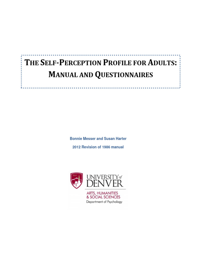 Self-Perception Profile for Adults Manual | PDF | Self Esteem | Self ...