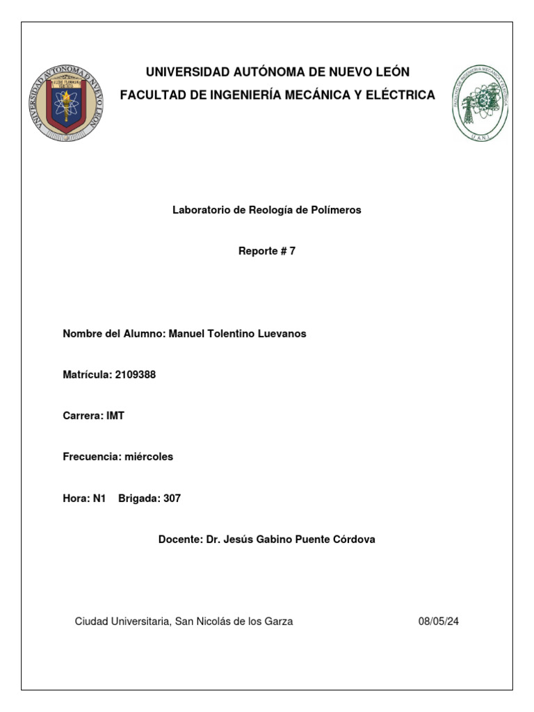Reporte 7 | PDF | Deformación (ingeniería) | Ciencia de los Materiales