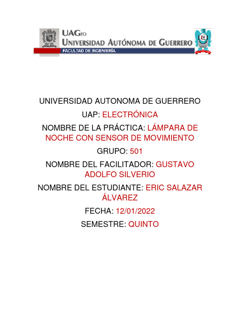 Luz Automatica Con Sensor De Movimiento Pdf Ingenieria Eléctrica