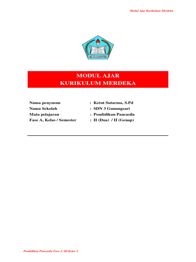 Modul Ajar PPKN Kelas 2 - BAB 3 | PDF