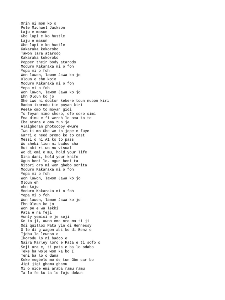 Yoruba Song Lyrics: "Moduro Kakaraka" | PDF