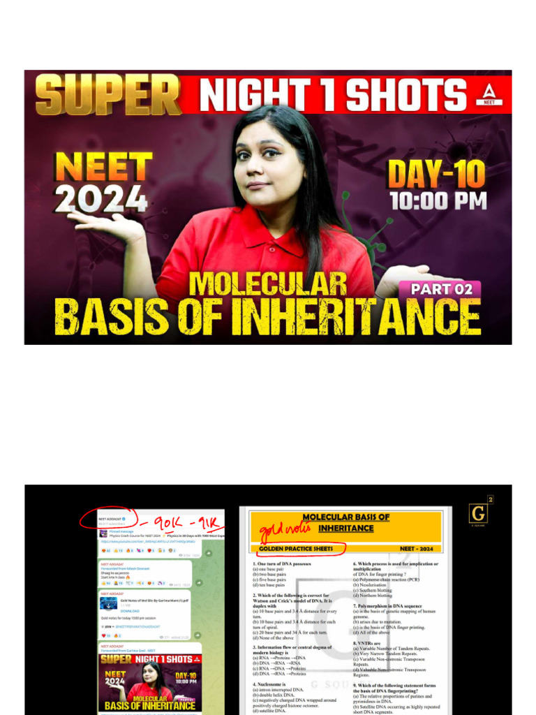 Molecular Inheritance Guide | PDF | Rna | Dna Replication