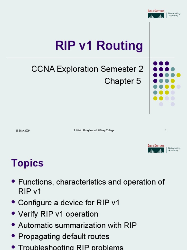 RIP v1 Routing: CCNA Exploration Semester 2 | PDF | Routing | Router (Computing)