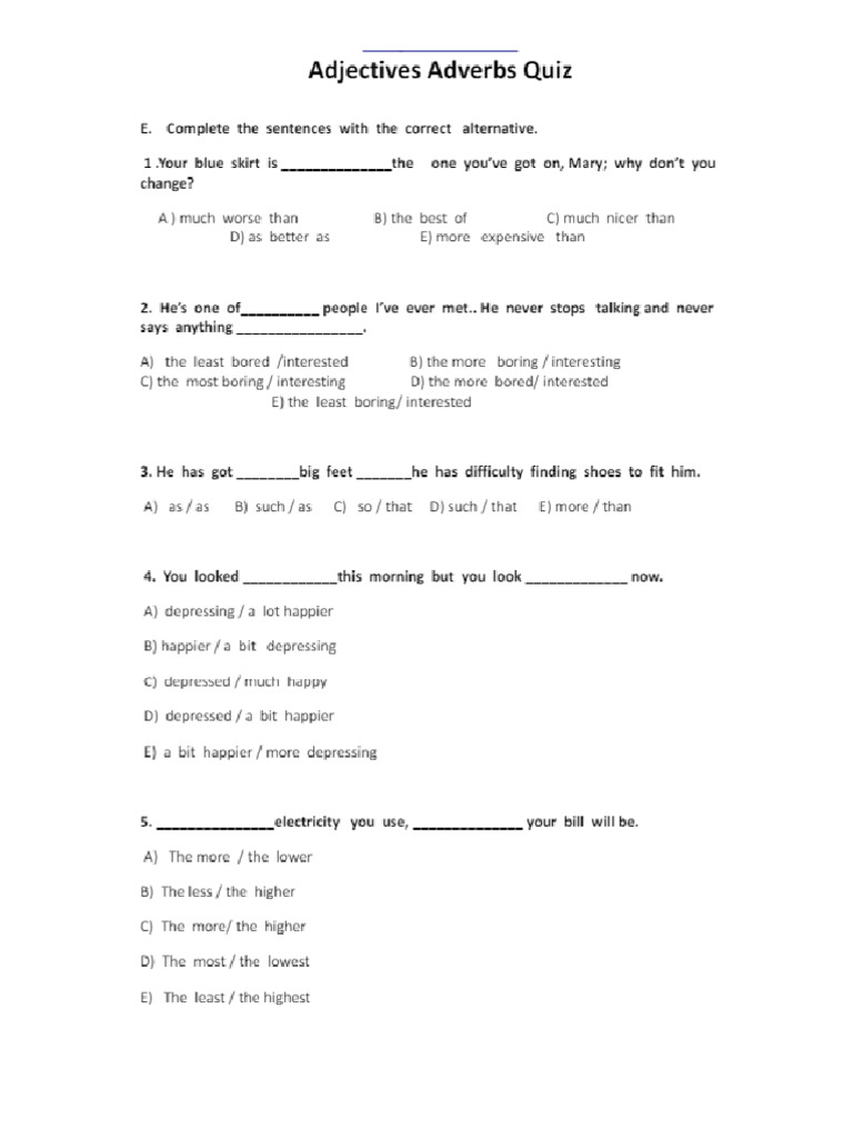 Adjectives Adverbs Pdf
