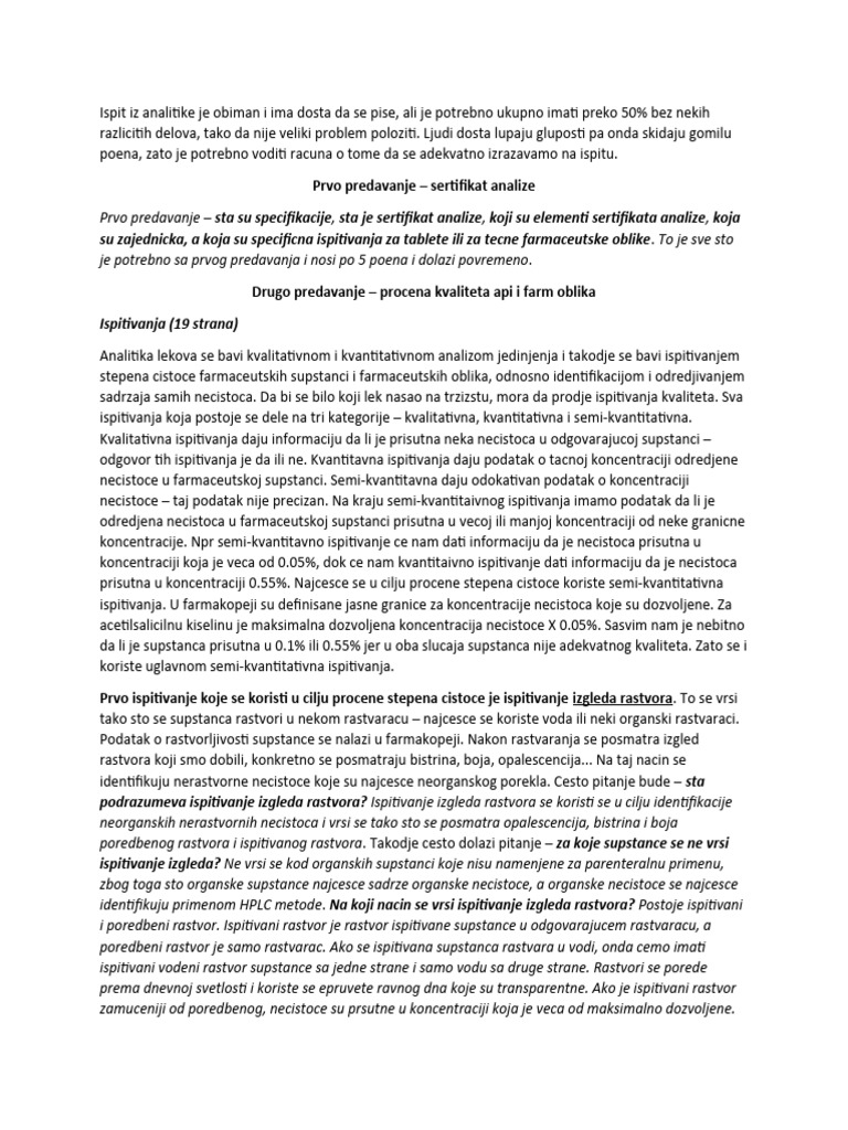 Analitika Lekova - Skripta-2 | PDF