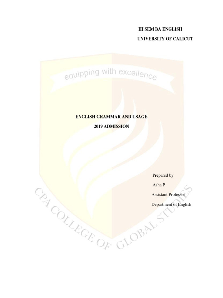 English Grammar and Usage Course Guide | PDF | Verb | English Language