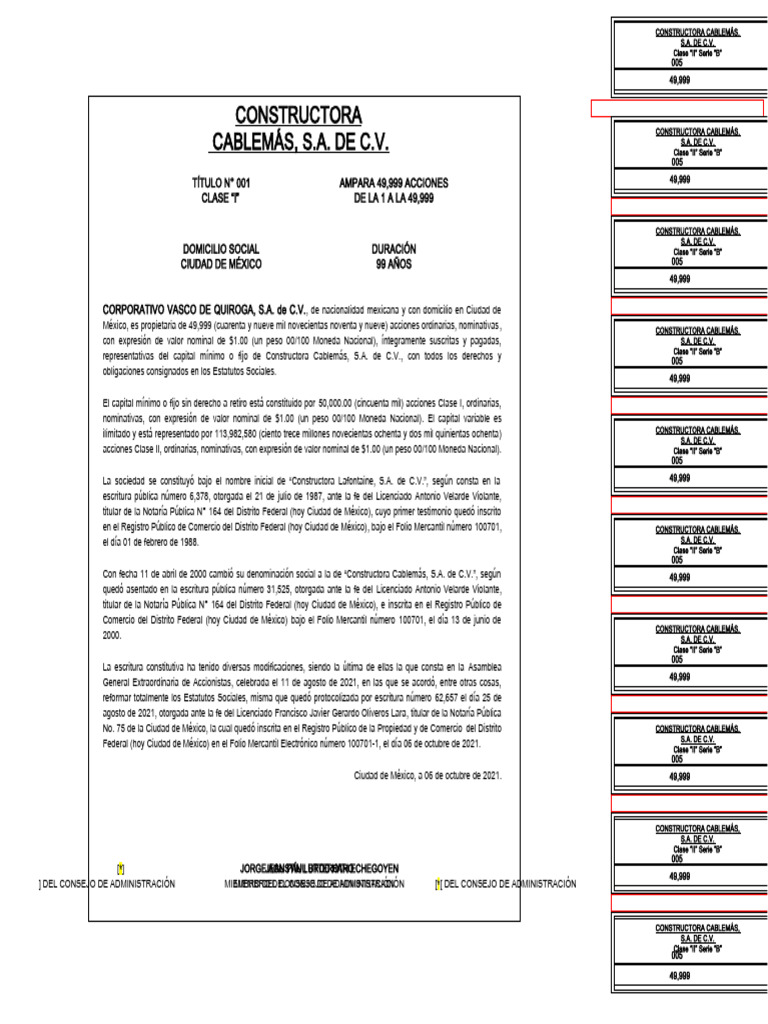 Acciones de Constructora Cablemás S.A. | PDF | Compartir (Finanzas ...