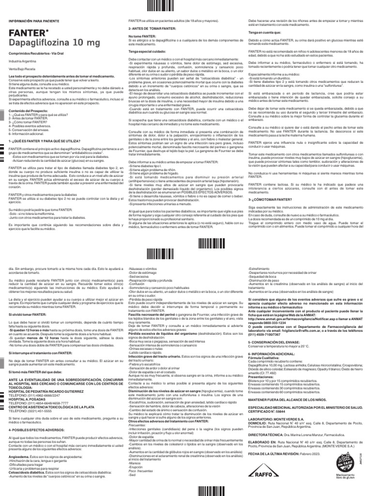 FANTER Prospecto Pacientes RAFFO | Descargar gratis PDF | Diabetes ...