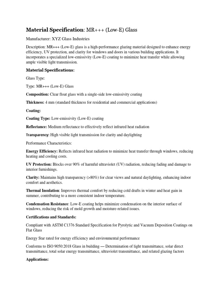 Material Specification | PDF | Efficient Energy Use | Ultraviolet