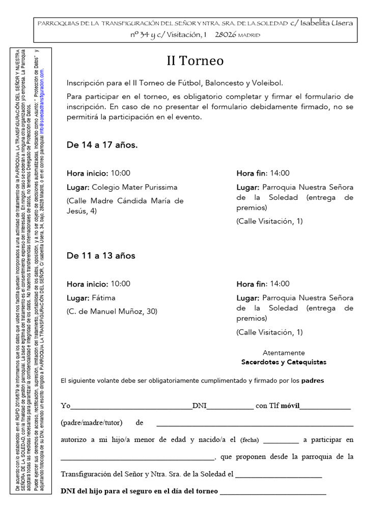 Inscripcion Torneo | PDF