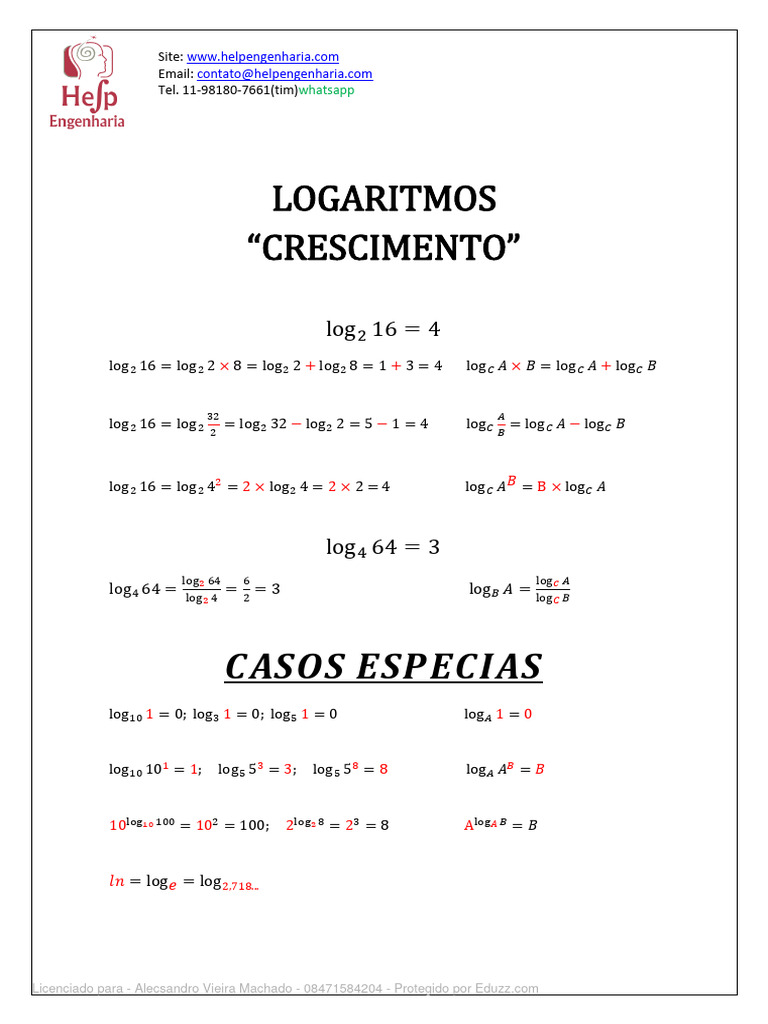 Lista de Exercicios Logaritmos | PDF