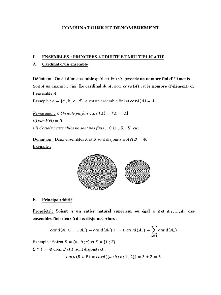 Fiche de révision sur le dénombrement | PDF | Ensemble (Mathématiques ...