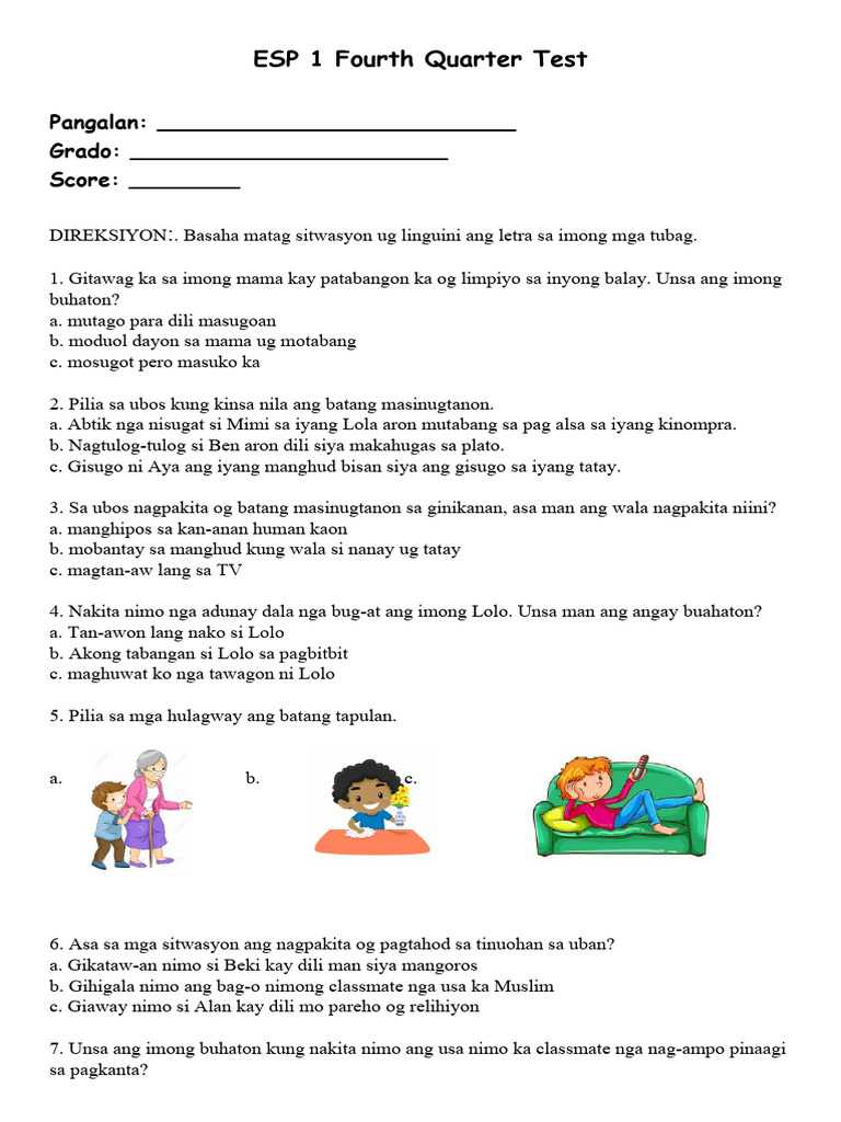 Fourth Quarter Test Esp 1 | PDF