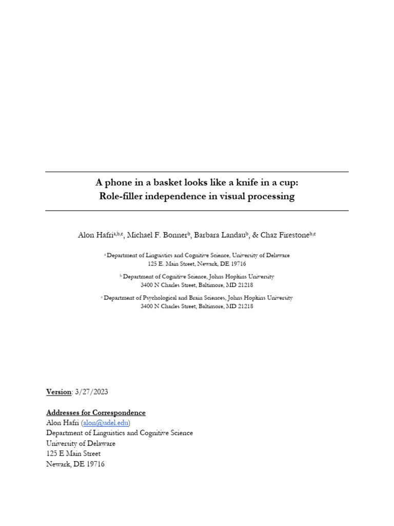 Hafri Et Al (Preprint) A Phone in A Basket Looks Like A Knife in A Cup - Role-Filler ...