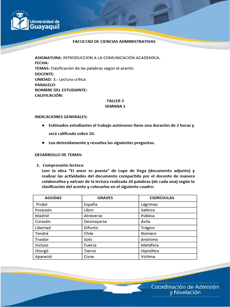 Taller-U3-Clase 10-S5 | PDF | Escritura