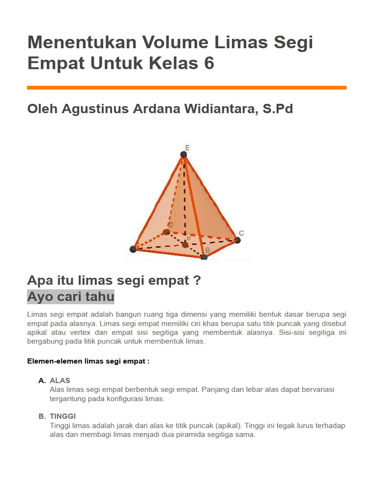 Volume Limas Segi Empat | PDF | Metode & Bahan Ajar | Seni