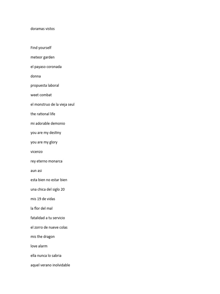 Lista de Doramas Vistos y Recomendados | PDF